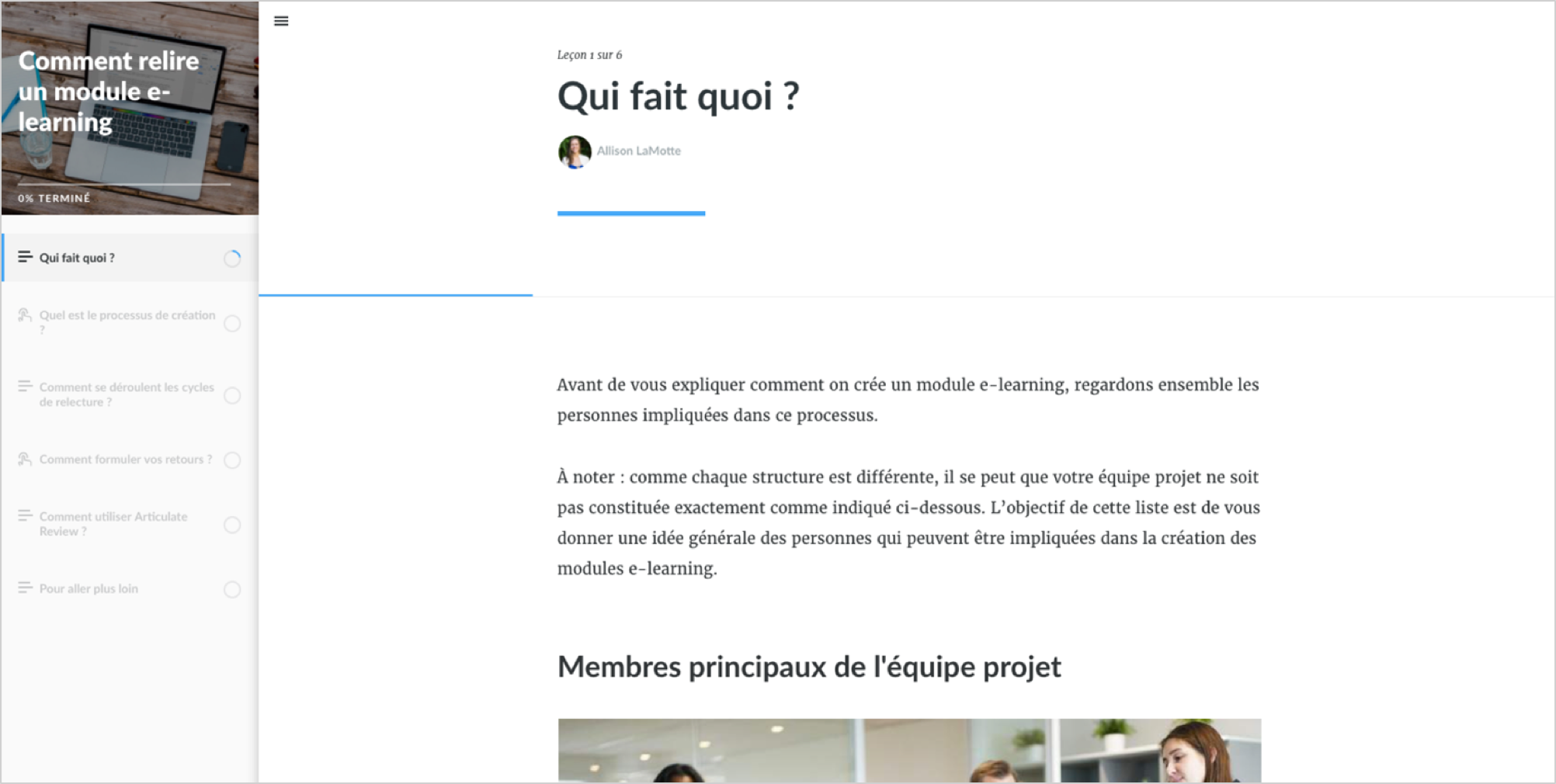 Exemple de module Rise à destination des relecteurs - Articulate