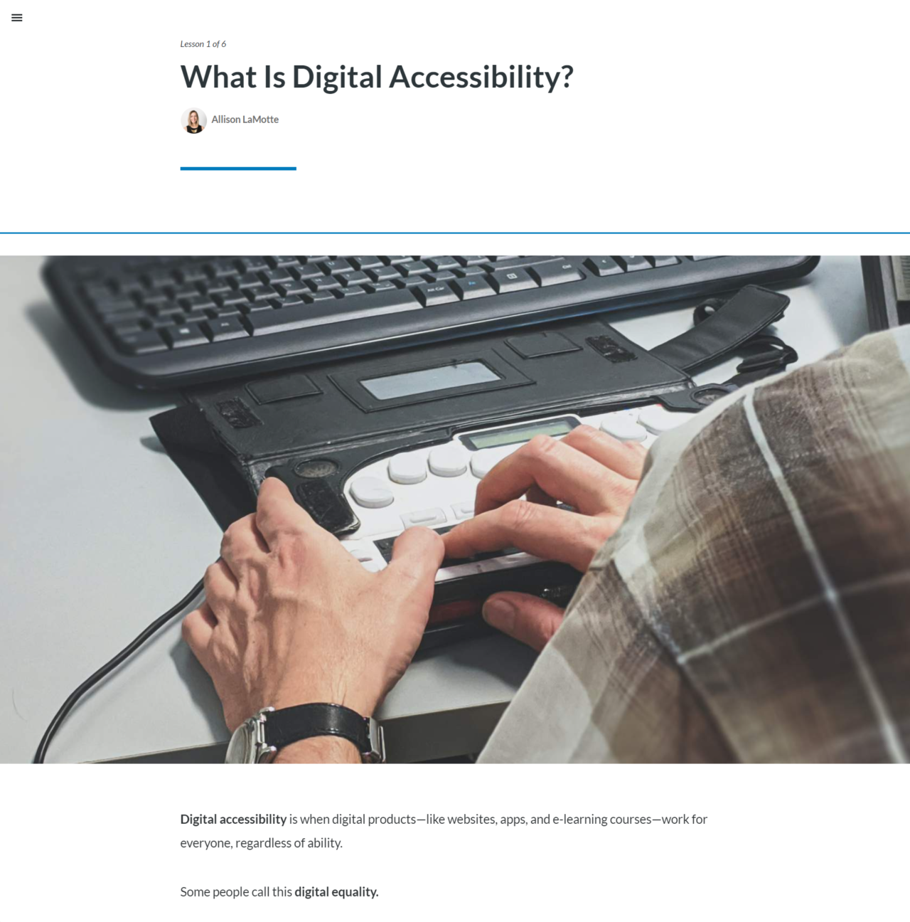 Fonctionnement d'un module Rise 360 sur lecteur d'écran - Articulate