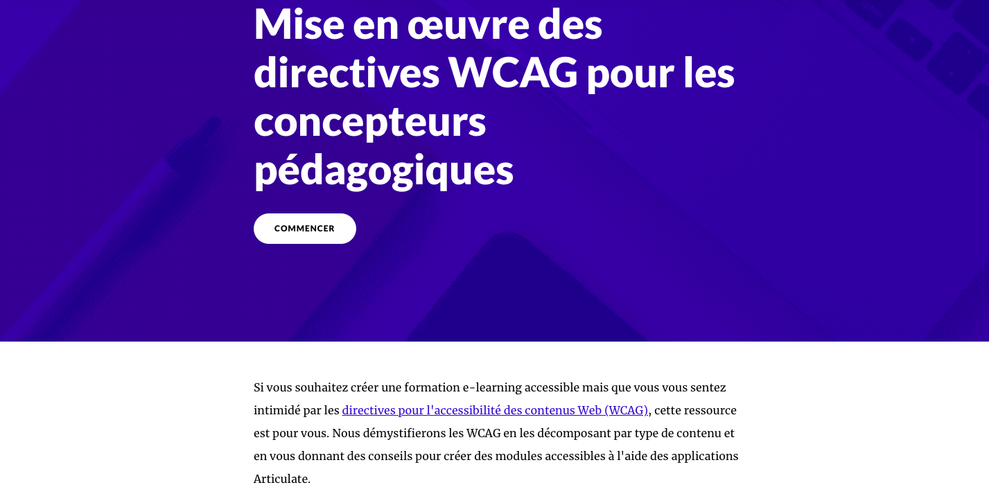 Rise 360 : mise en œuvre des directives WCAG en e-learning - Articulate